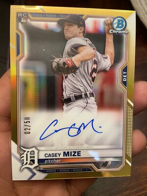 2021 bowman chrome casey mize autograph green refractor ap rc 02/50 | eBay