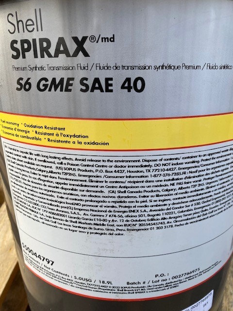 SHELL SPIRAX S6 GME 40 - 5 GALLON PREMIUM SYNTHETIC TRANSMISSION FLUID ...