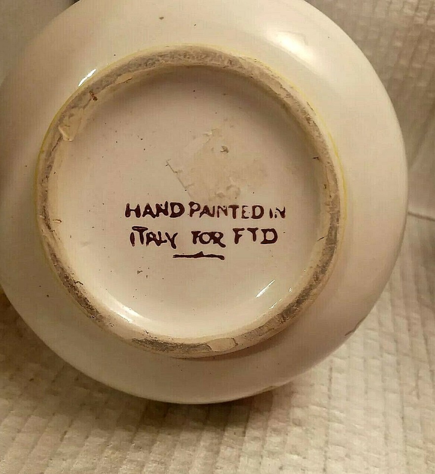 FTD Ceramic Pitcher Hand-Painted in Italy - Floral Design Golden Yellow ...