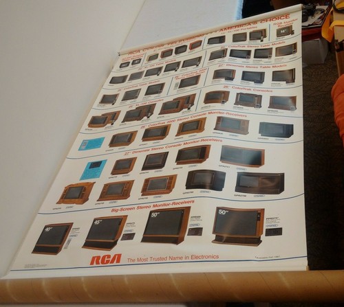 Vintage RCA TV Wall Chart Poster Advertising Store 1970s 1980s NOS ...