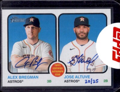 JOSE ALTUVE / ALEX BREGMAN 2023 Topps Heritage Real One Dual Autograph ...
