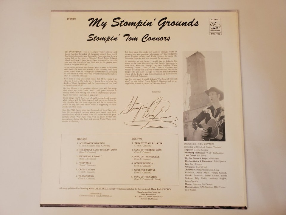 Stompin' Tom Connors - My Stompin' Grounds (Vinyl Record LP) | eBay