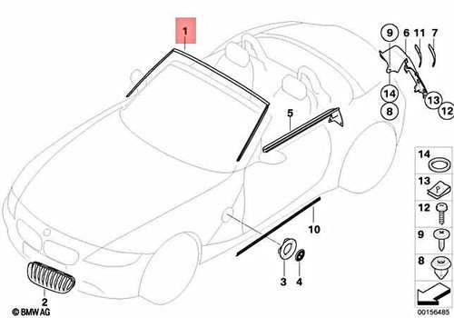 Genuine BMW Z4 E85 E86 Coupe Roadster Windshield Moulding Trim OEM ...