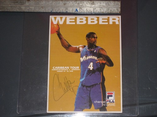 RARE Chris Webber FILA Autograph Signed auto Wizards Washington Bullets ...