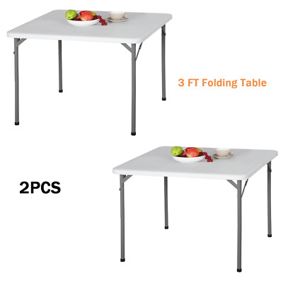 2PCS 3' Square Folding Card Table with Resin Top Small Card Tables for ...