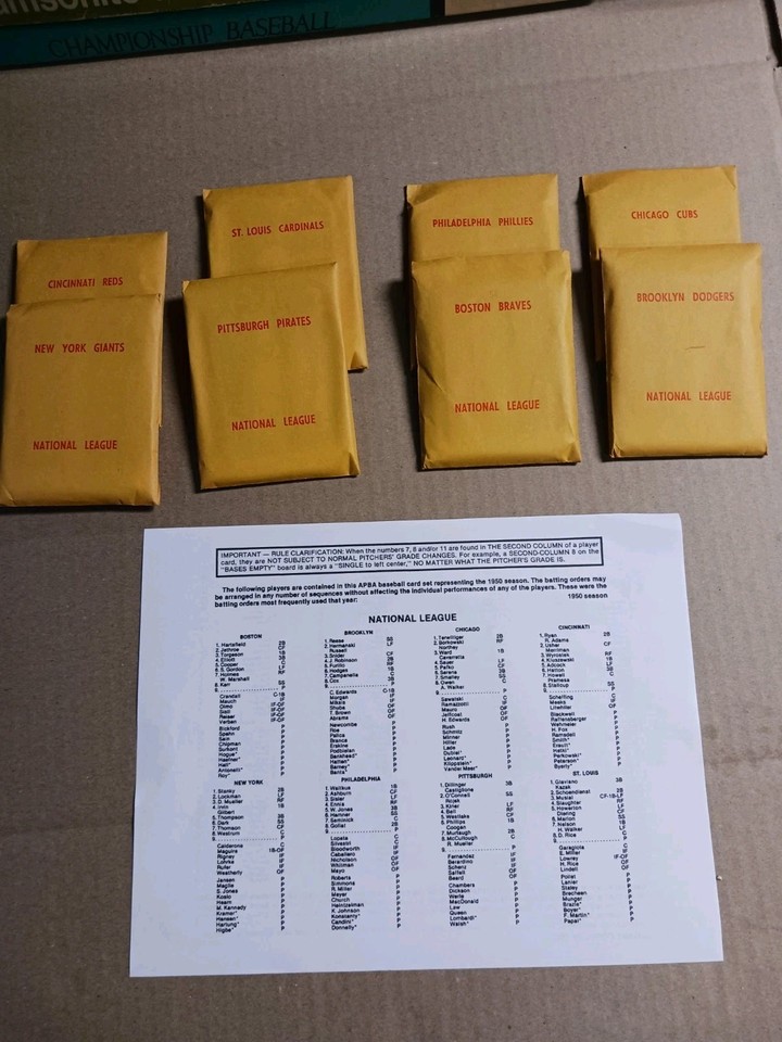 Rare 1950 APBA MLB Baseball Game. Original Cards. 16 Teams, 25 Cards Per Team. | eBay