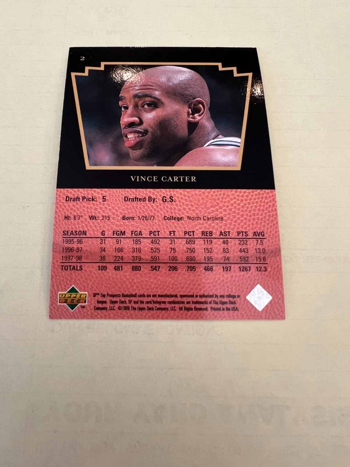 VINCE CARTER TORONTO RAPTORS 1999 UPPER DECK SP BASKETBALL ROOKIE CARD ...
