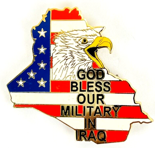God Bless Our Military in Iraq Country Eagle Head American Flag USA ...
