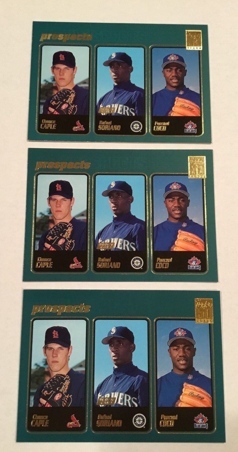 2001 Topps #370 CHANCE CAPLE-RAFAEL SORIANO-COCO Rookie RC Lot 3 ...