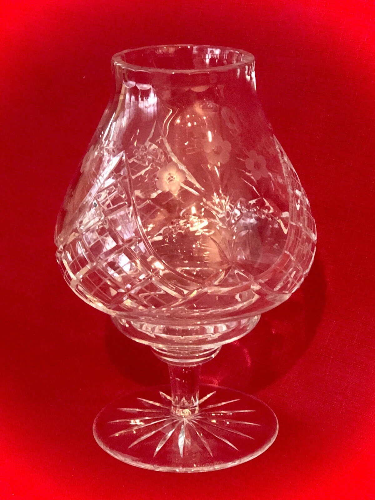 *ROGASKA* Jasmine Cut Crystal Hurricane candle Lamp 2 pc etched signed ...