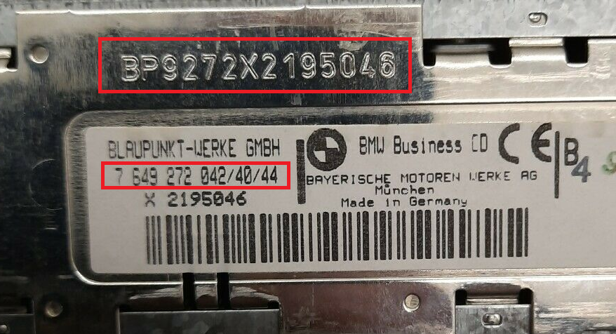 BMW Radio Code / Key Code Business RDS Bavaria C Philips Blaupunkt ...