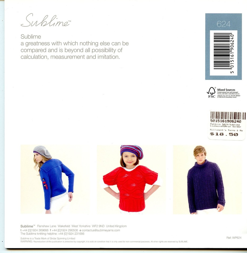 The Fifth Sublime Aran Hand Knit Book #624 -Knitting Patterns for Men ...