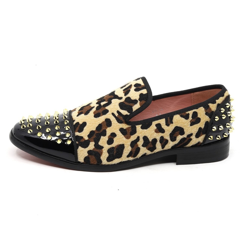 Men's Fashion Smoking Leopard Print Dress Loafers Slip On Homecoming ...