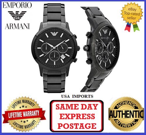 Emporio Armani AR2453 Classic Renato Black Mens Chronograph Wrist Watch ...