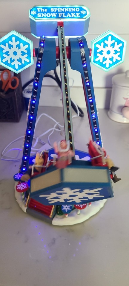 Lemax #04737 The Spinning Snowflake animated carnival amusement ride ...