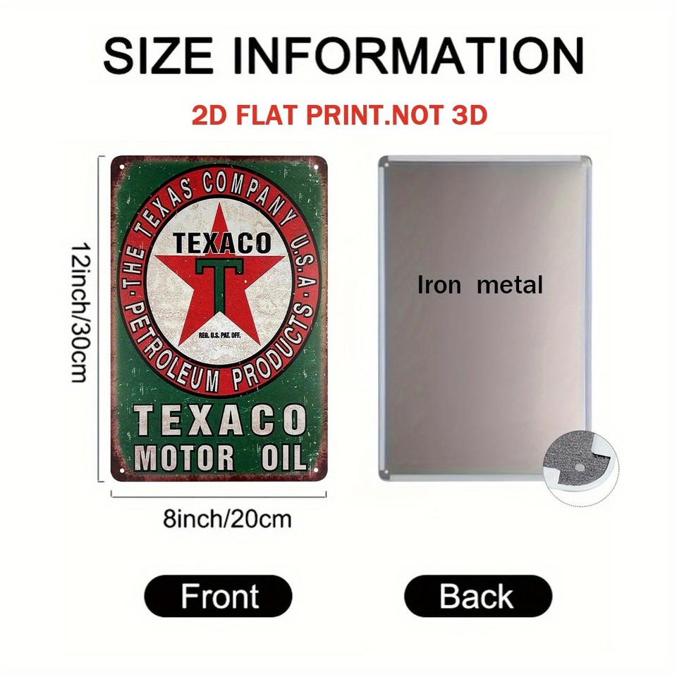 Vintage Texaco Motor Oil Metal Sign Retro Gas Station/Man Cave Garage ...