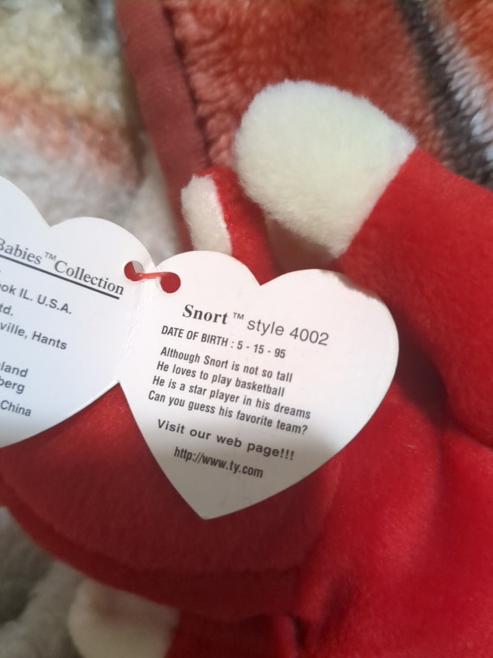 Ty Beanie Babies Snort the Bull Plush Toy Retired + Rare Tag Errors Collectible 8421040025 | eBay