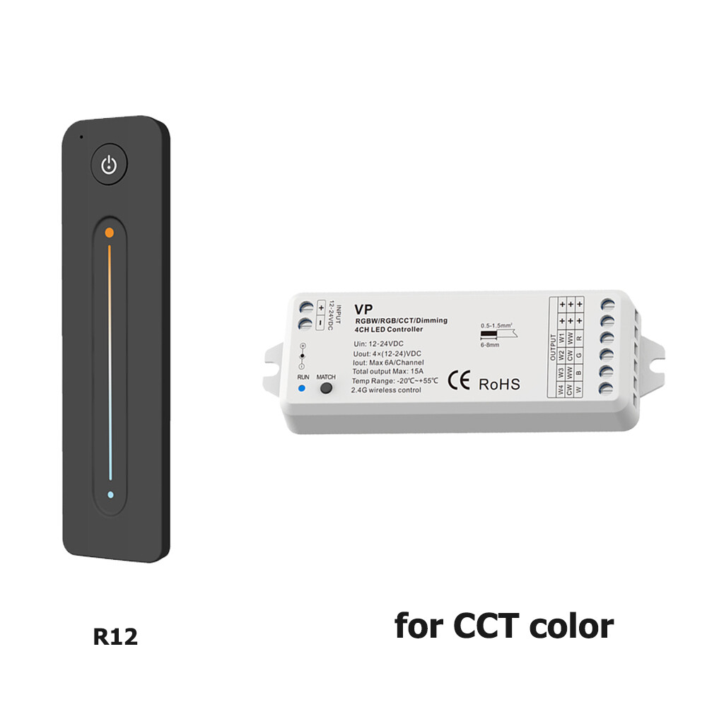Wireless 4CH LED Strip Controller RGBW/RGB/CCT/Dimming + 2.4G Remote ...