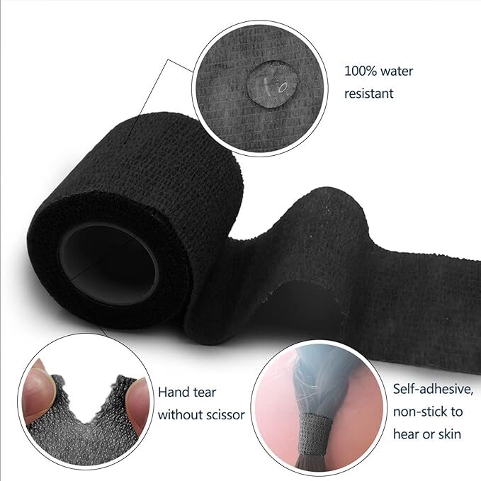6 First Aid 2" x 5 Yds Self Adhesive Bandage Rolls Wrap Black Medical ...