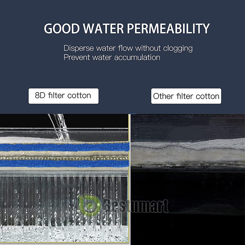 8D Aquarium Filter Media 8-Layer Filter Pads Bio Sponge Foam for Fish ...