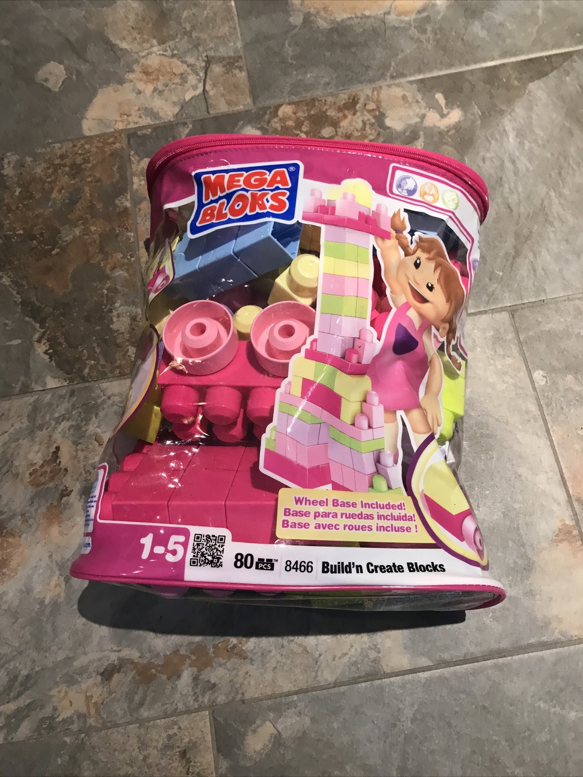 Mega Blocks Big Building Bag 80 Pieces - Girls Pink Pastels Ages 1-5 ...