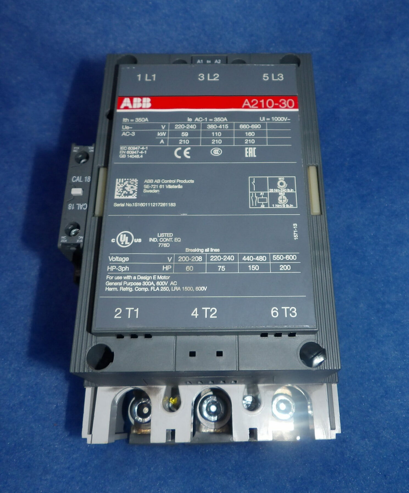 NOS ABB A210-30 350A 600V 3PH 200HP Contactor + 1 Year Warranty | eBay