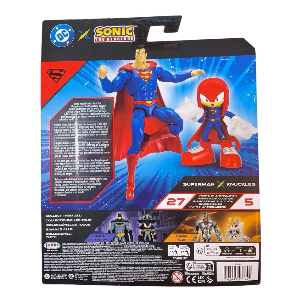 2025 DC x Sonic The Hedgehog Knuckles + Superman Jakks Pacific 5 ...