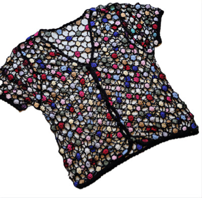 Handmade Black Fishnet Multicolor Granny Square Hexagon Beaded Cover Up ...