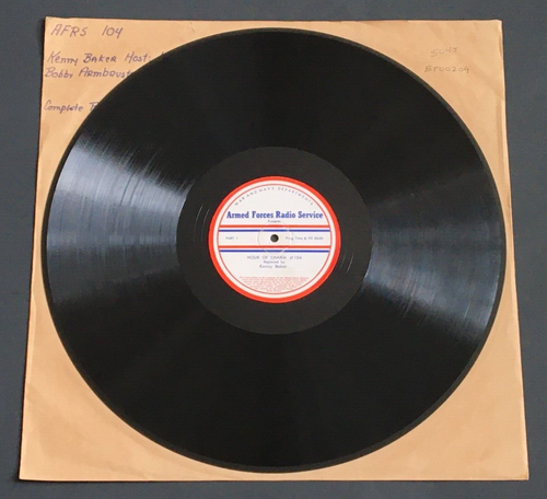 KENNY BAKER SHOW 16" RADIO TRANSCRIPTION DISC 1945 LARRY ADLER ROBERT ...