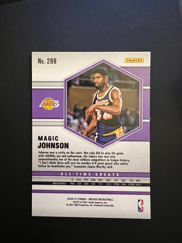 2020-21 Panini Mosaic Magic Johnson Silver Mosaic Prizm HOLO #288 ...