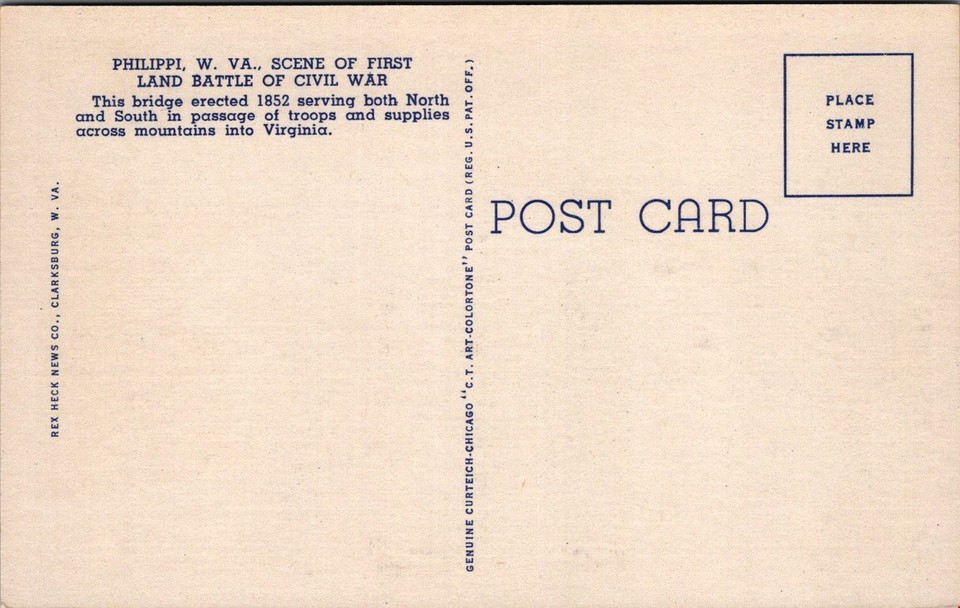 Postcard Old Covered Bridge Across Tygart River Philippi W VA West ...