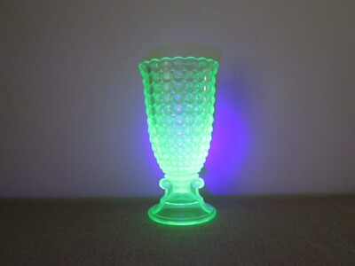 Vtg ADAMS & CO Green Uranium Glass EAPG Thousand Eye 1880's 8.5" Footed ...