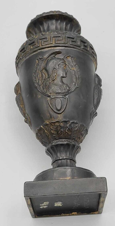 Antique 1920s Heavy Black Metal Vase Urn Signed Scott Museum Garfield ...