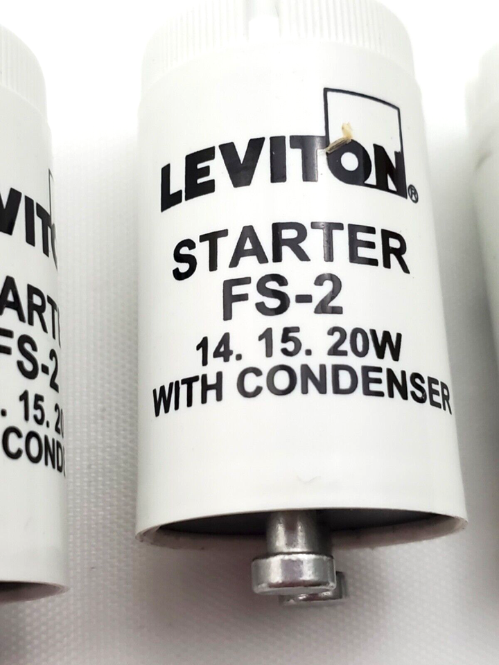 Lot of 4 Leviton FS-2 Fluorescent Lamp Starters 14/15/20 Watts W ...