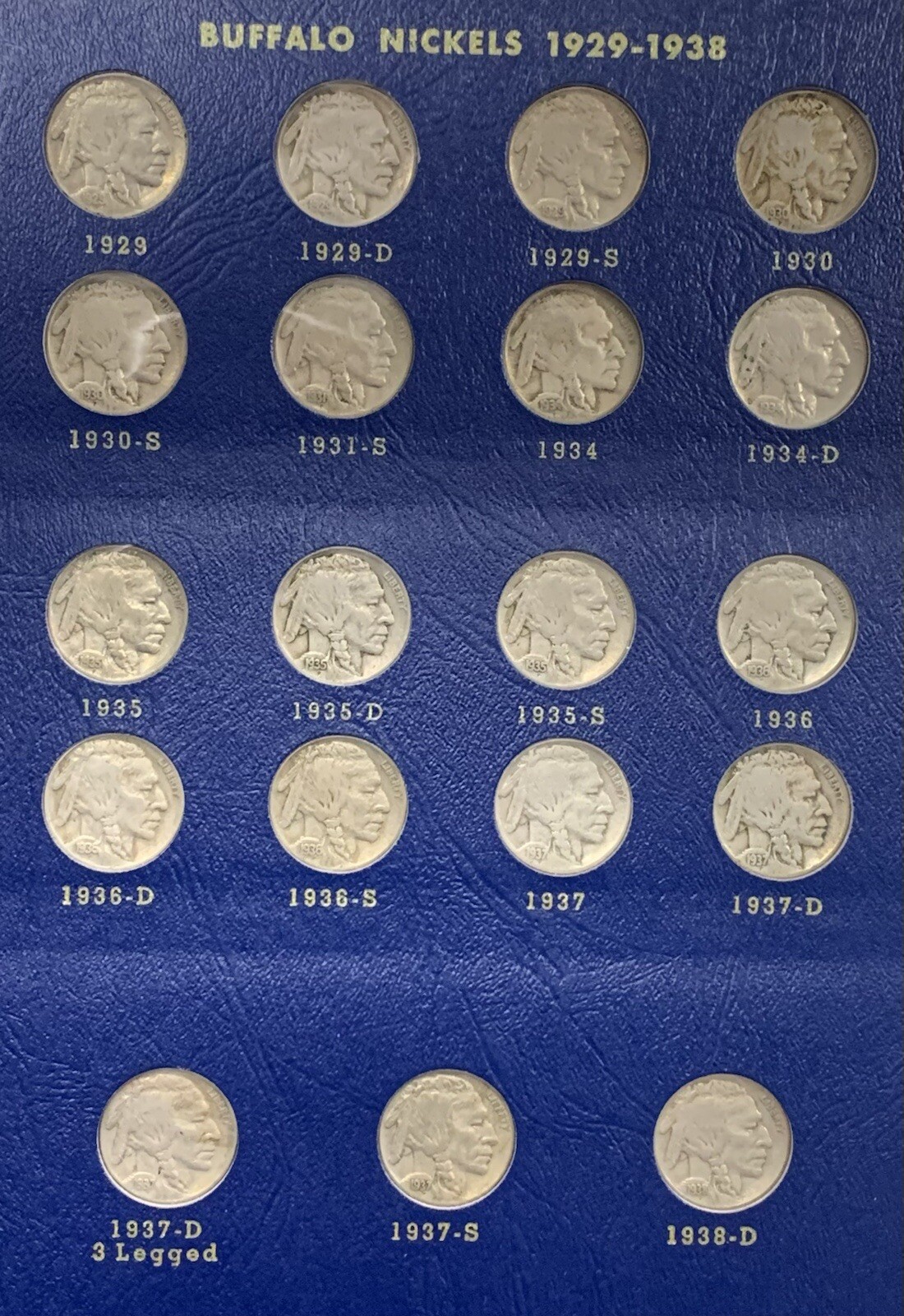 1913-1938 Buffalo Nickel Collection Complete Set-In Whitman Album (1937 ...