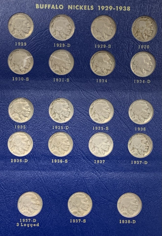 1913-1938 Buffalo Nickel Collection Complete Set-In Whitman Album (1937 ...
