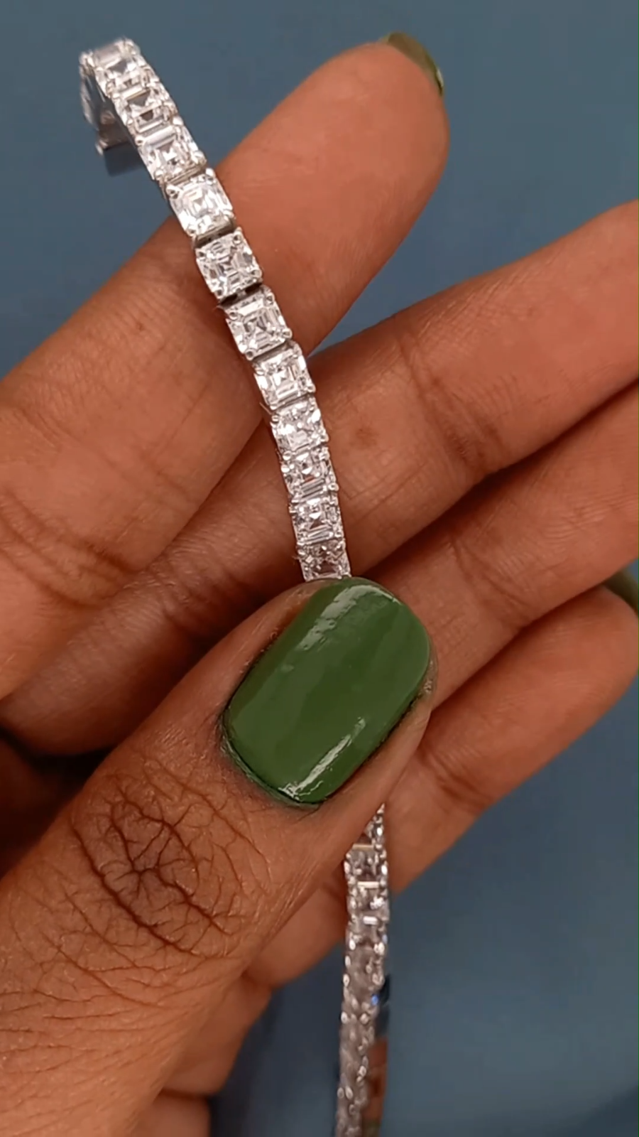 7" inch Long Tennis Bracelet 7 Carat Excellent Asscher Cut Solid 14K ...