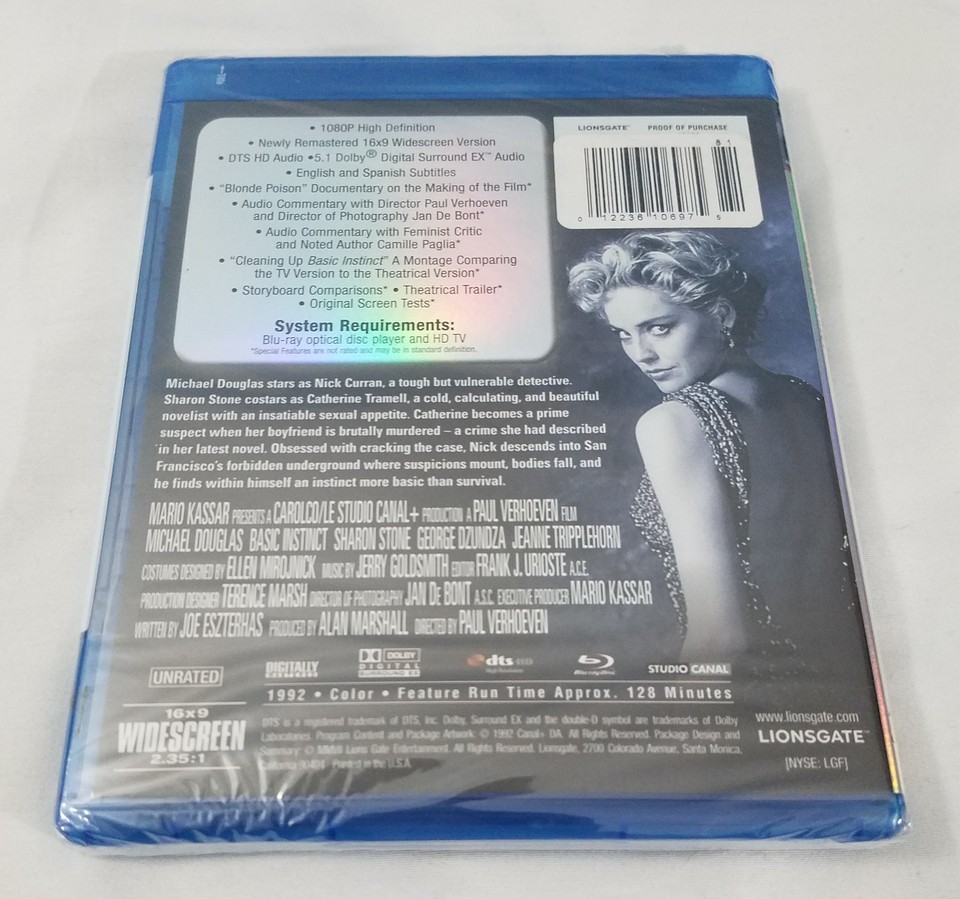 Basic Instinct Unrated Director's Cut Blu Ray NEW SEALED bluray movie ...