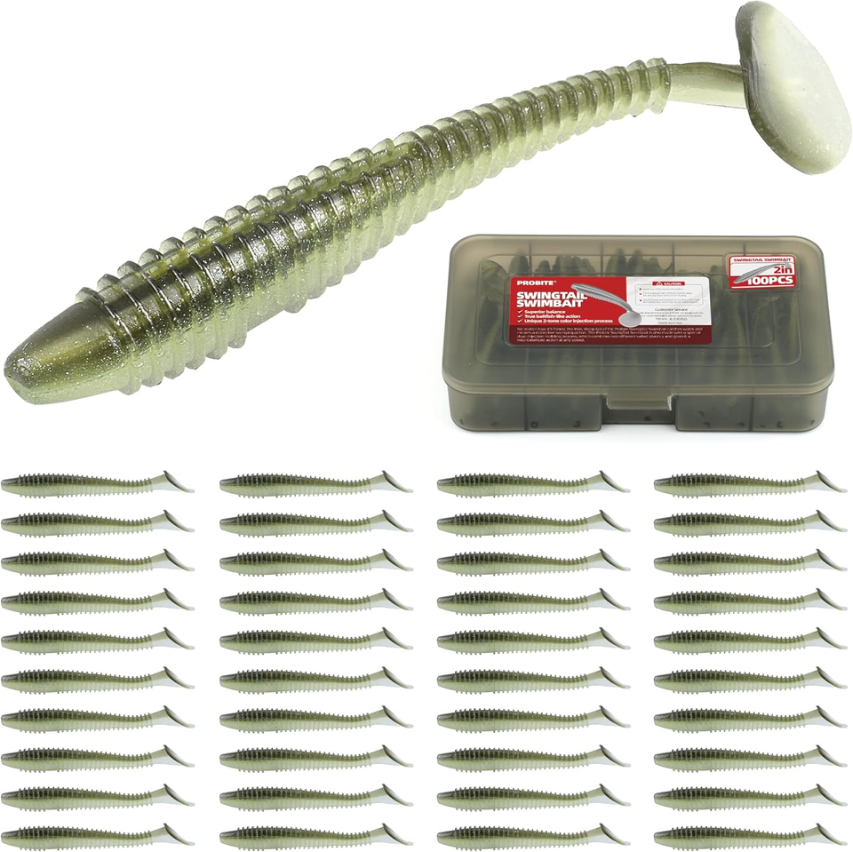 Paddle Tail Swimbaits 100/80/50PCS, 5/4/3/2 Inch Soft Plastic Fishing ...