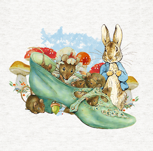 Beatrix Potter Peter Rabbit Shoe Fabric Craft Panels 100% Cotton or ...