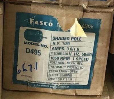 Fasco D495 Motor 1/20 Hp 1050 Rpm 115-208/230V 1 Speed | eBay