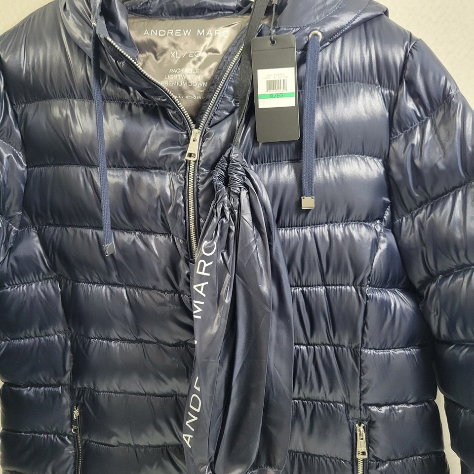 Andrew Marc NWT Blue Packable Lightweight Premium Down Jacket Size XL ...