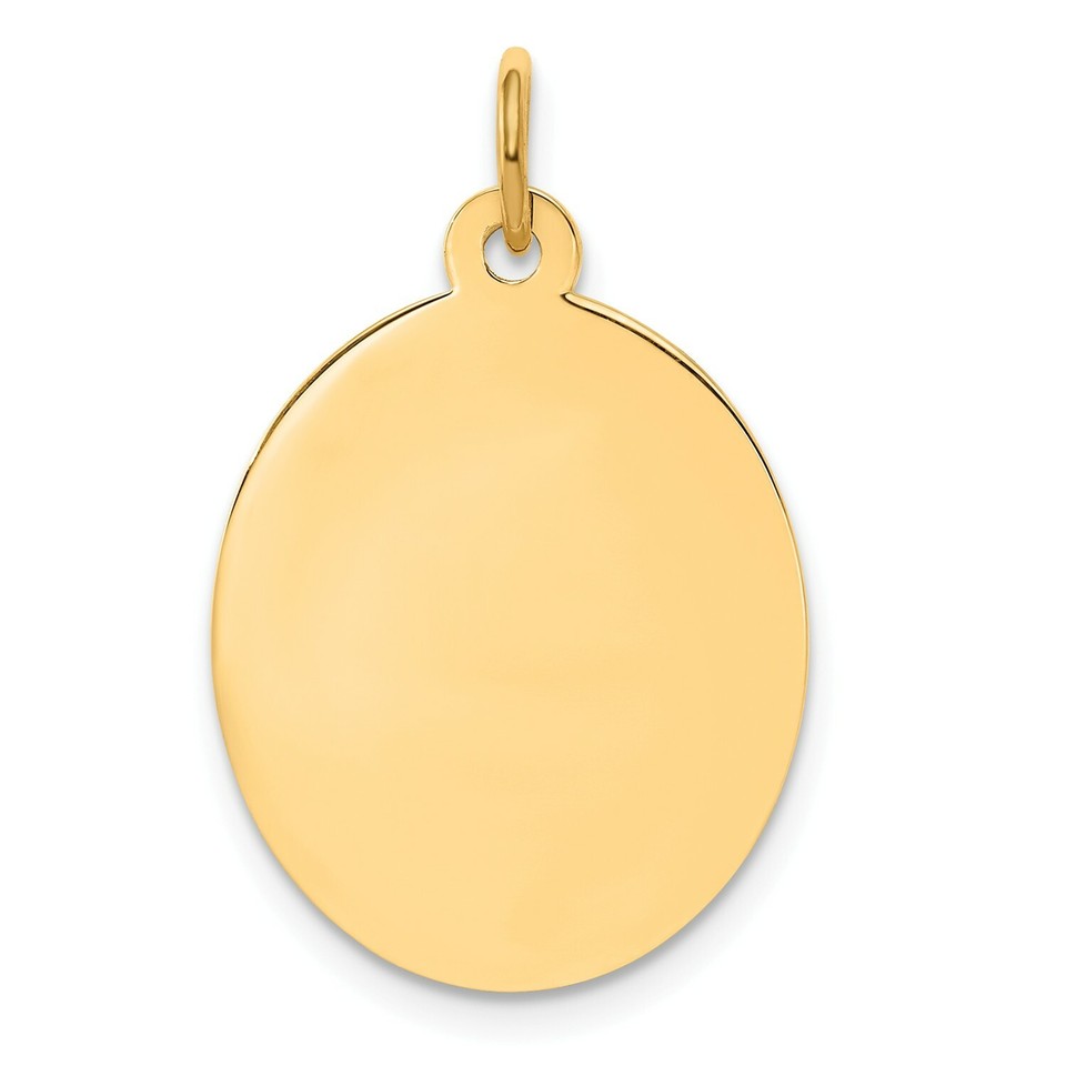 14k Yellow Gold 26mm x 16mm Large Plain Engravable Oval Disc Charm | eBay