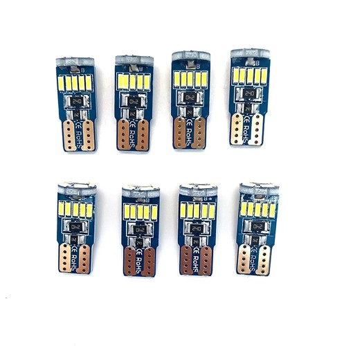 8pcs 12V LED T10W 5W Lamp White CANBUS Interior Lighting Glass Base ...