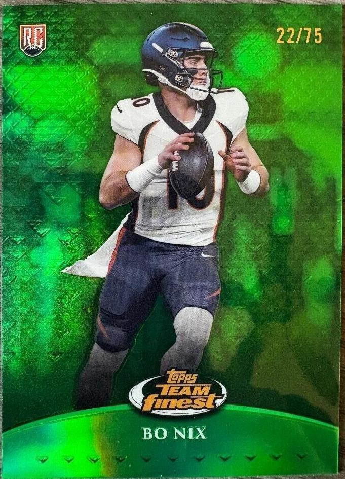 2024 Topps Finest - Team Finest Bo Nix #TF-8 Green Refractor /75 (RC ...