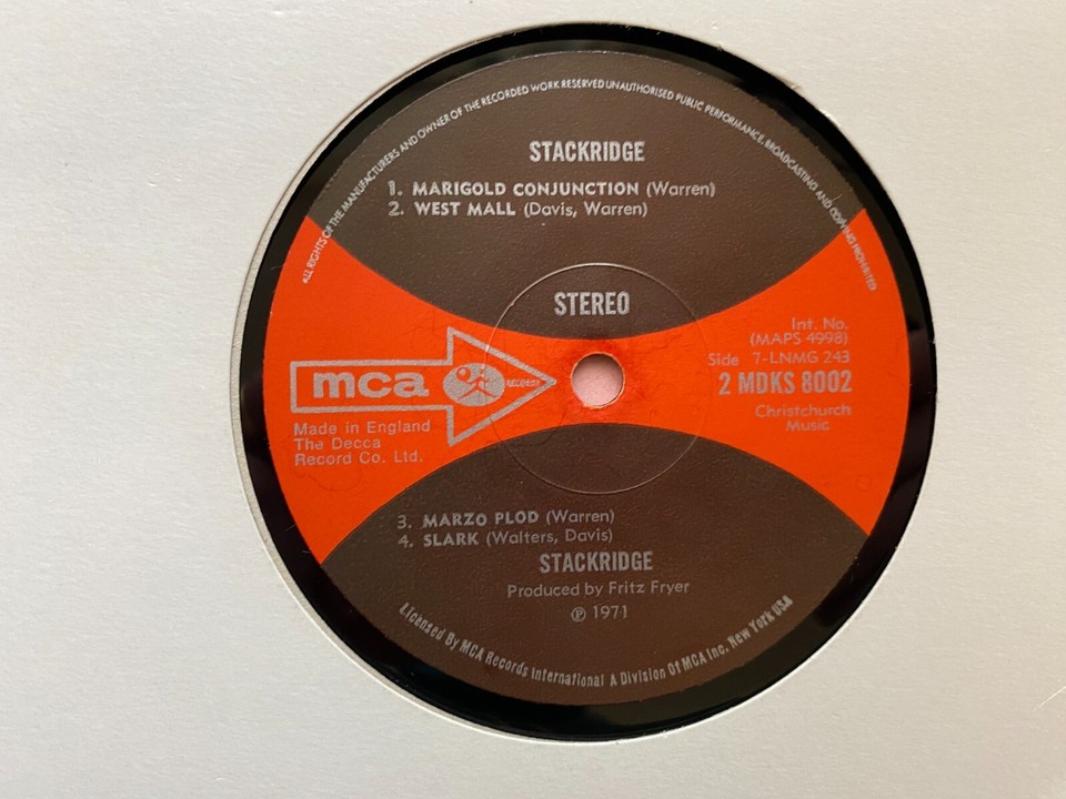 STACKRIDGE - SELF TITLED UK LP - 1971 - MCA - MDKS 8002 - PLAYS VG+ | eBay