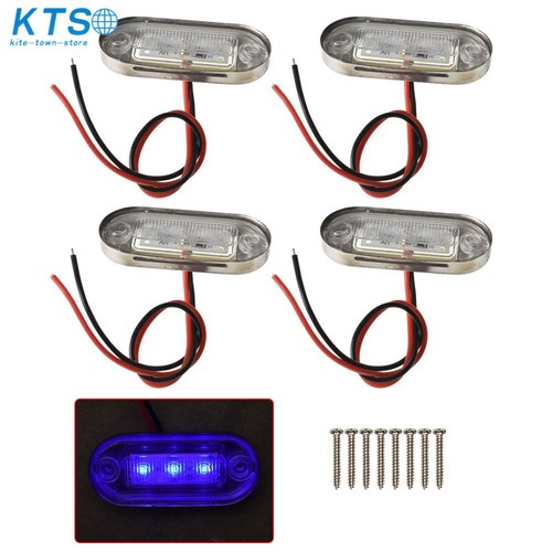 4pcs Boat Marine Grade 12 volt Large Waterproof Cool Blue LED Courtesy ...