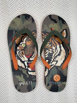 Polo Ralph Lauren Whitlebury II Tiger Camo Print Flip Flop Slide ...