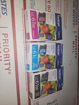 Genuine Brother LC61 &LC61M Cyan & Magenta/lc61bk black Sealed ink ...