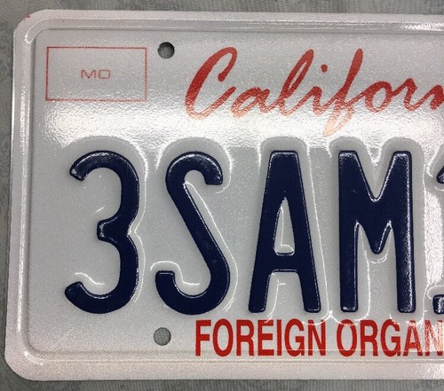 NOS CALIFORNA 3SAM123~DMV SAMPLE LICENSE PLATE~(Foreign Organization ...